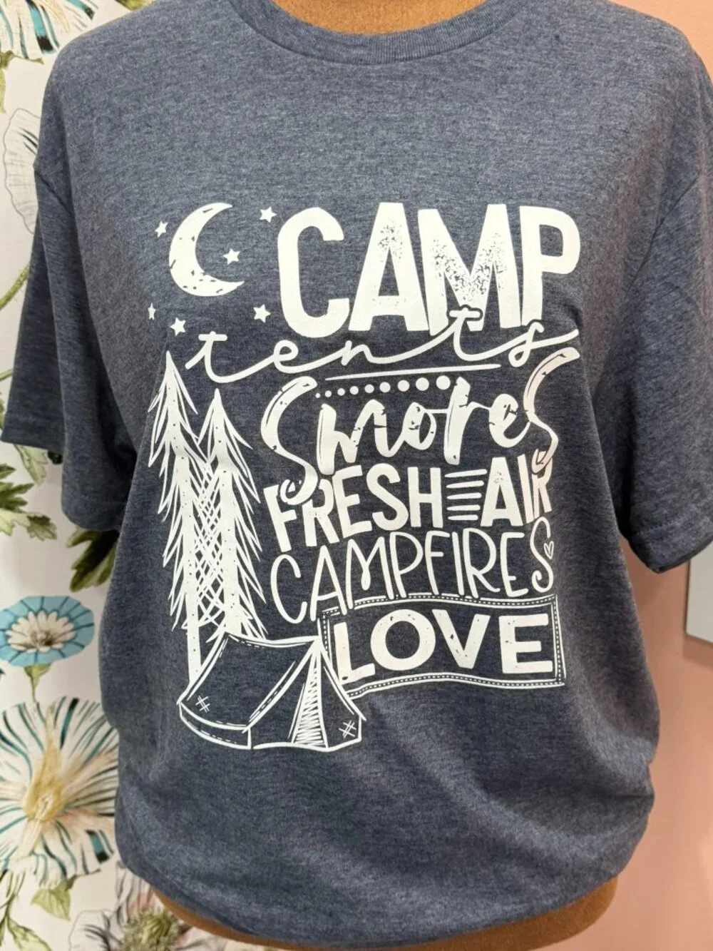 Gildan | Tops | Camping Tee Size Medium Blue Soft Style Tee Nwot | Poshmark
